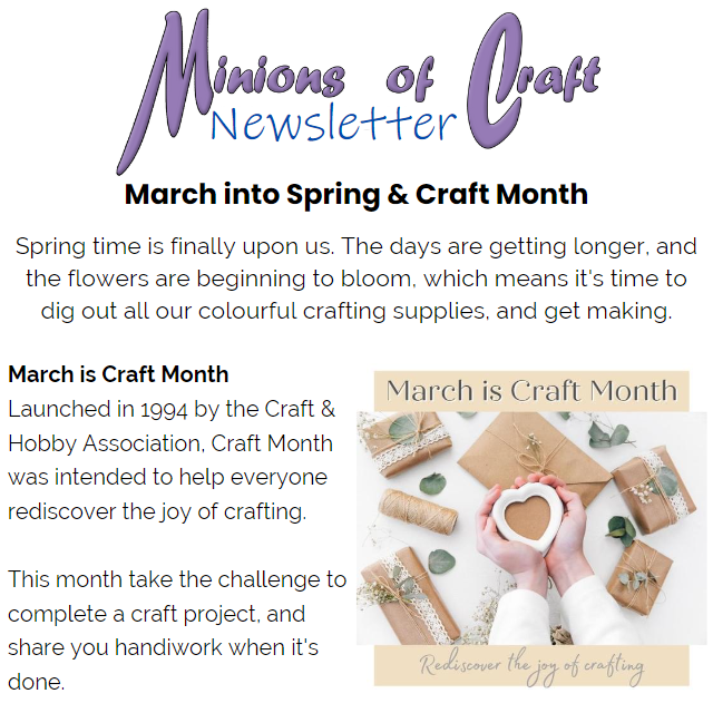 March into Spring & Craft Month (Newsletter 2023-03 March) – Minions of ...